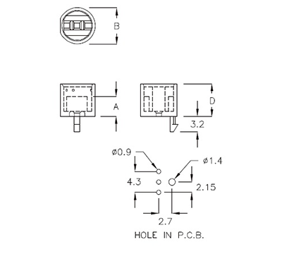 Ø5 3 PIN CYLINDER LED HOLDER LED-1TX3