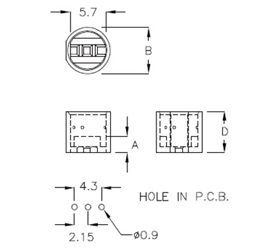 Ø5 3 PIN CYLINDER LED HOLDER LED-2MX3