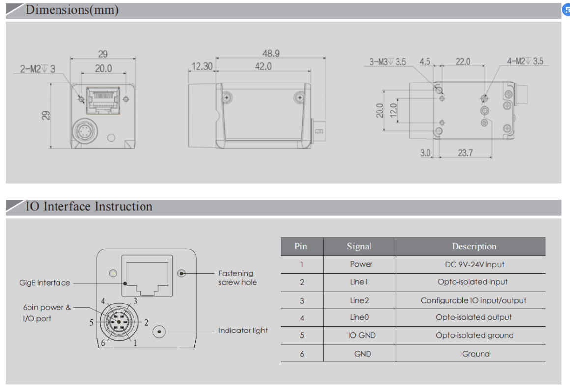 Industrial High Resolution C-Mount Cameras OPT-CM1000-GL-04